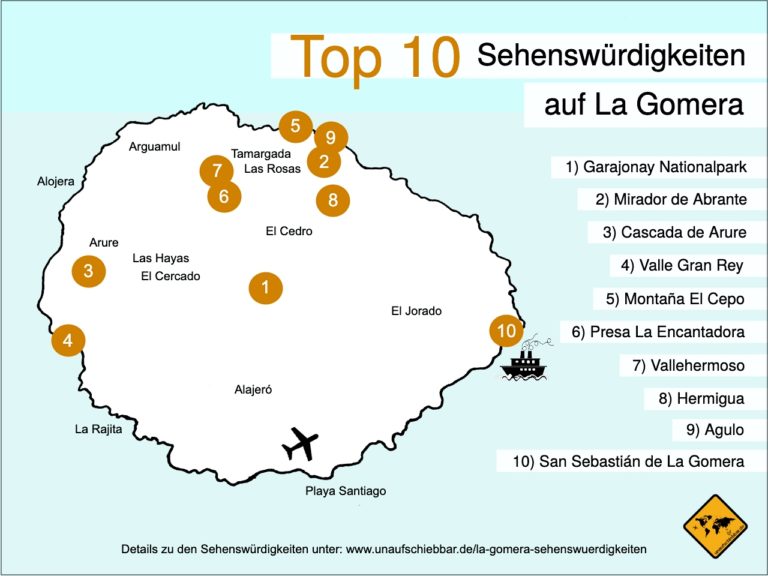 Karte La Gomera Sehenswurdigkeiten