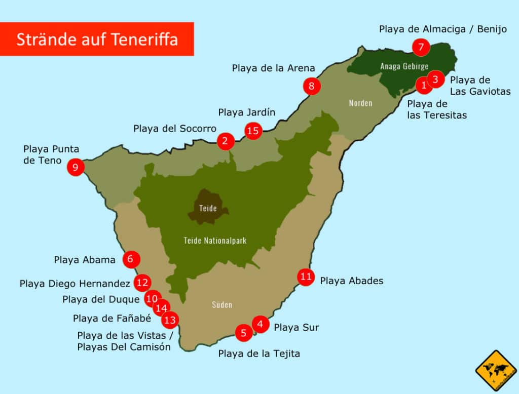Karte Teneriffa Strnde